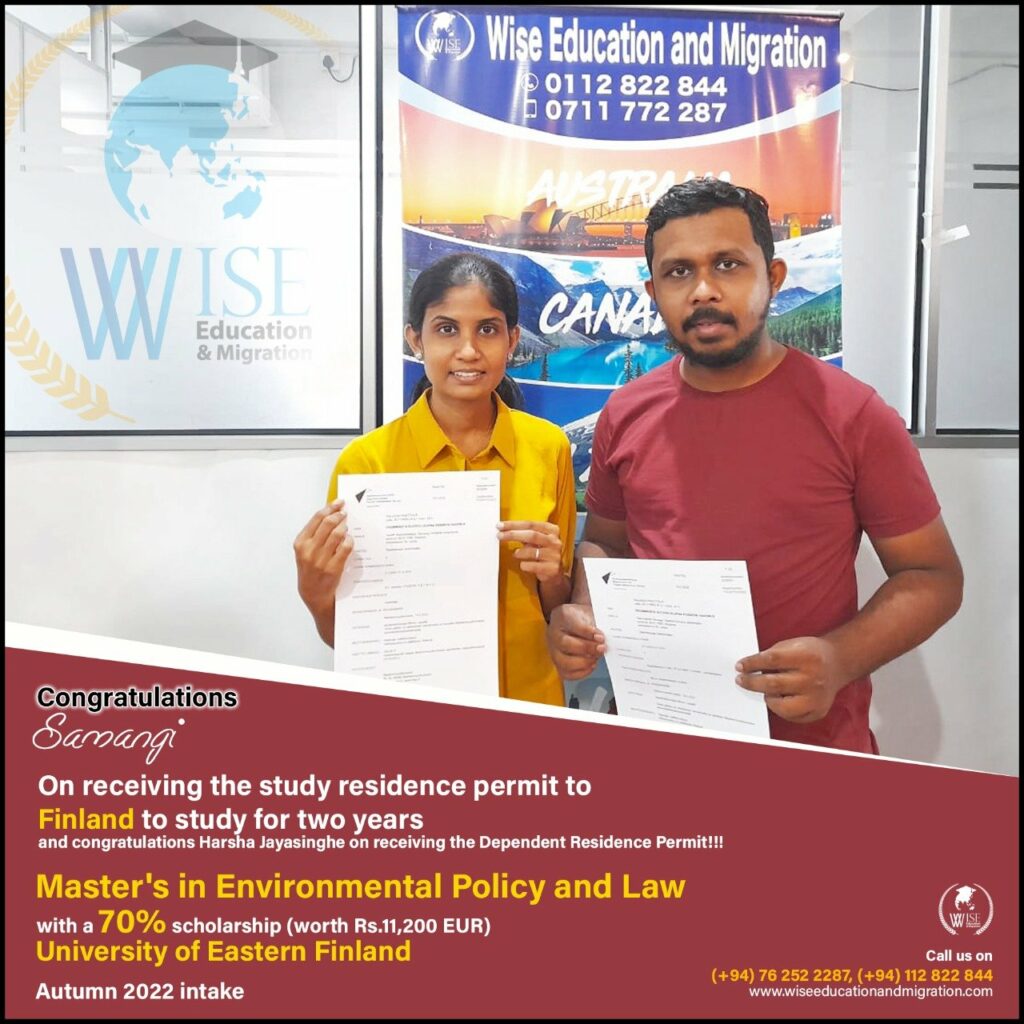 Samangi receiving the Study Residence Permit with a 70% scholarship ...